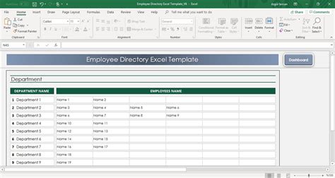 Employee Directory Template Excel