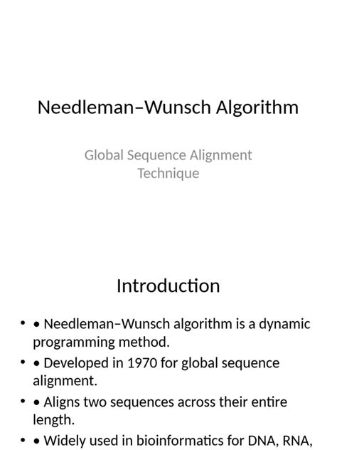 Needleman Wunsch Algorithm Pdf