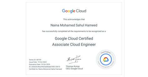 Naina Mohamed On Linkedin Associate Cloud Engineer • Naina Mohamed