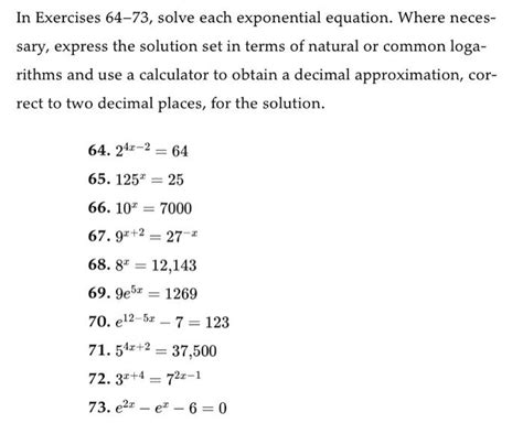 Solved In Exercises 64 73 Solve Each Exponential Equation Chegg Com