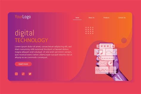 Premium Vector Digital Technology Landing Page Template Vector