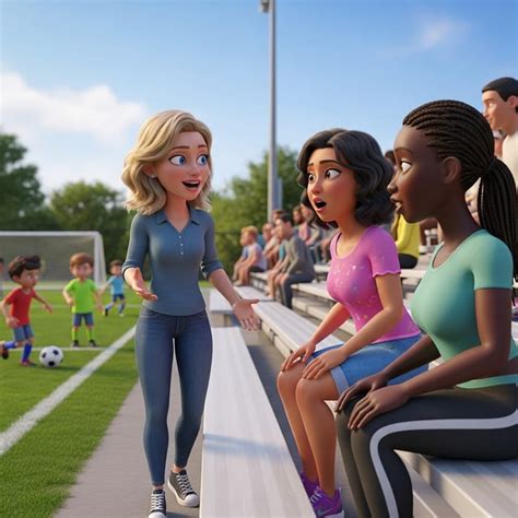 Captivating 3d Animation Moms Of Different Backgrounds At Soccer Game