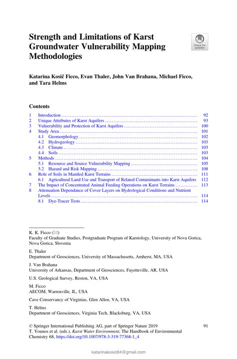Pdf Strength And Limitations Of Karst Groundwater Vulnerability