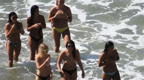 Group Of Girls First Time Topless Beach Eporner