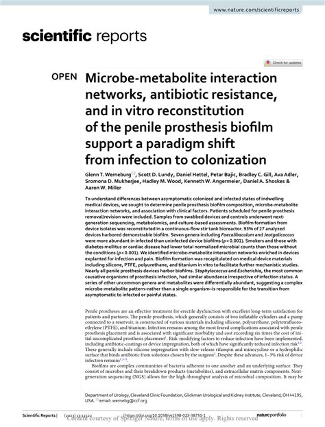 Pdf Microbe Metabolite Interaction Networks Antibiotic Resistance And In Vitro