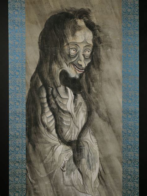とても不気味な古い幽霊画掛軸 無落款 紙本 肉筆 箱付 日本画書画絵画水墨画おばけお化け妖怪オカルト の落札情報詳細 ヤフオク落札価格