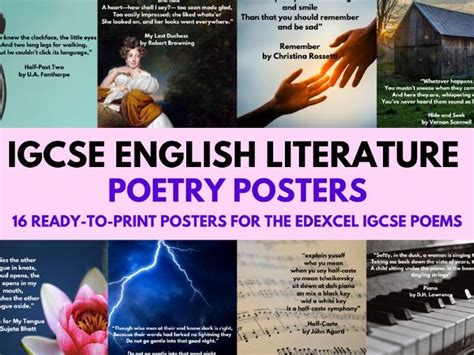 Edexcel Igcse English Literature Component 1 Poetry Display Posters Teaching Resources