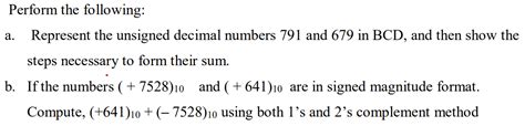 solved perform the following a ﻿represent the unsigned