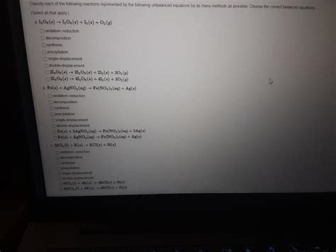 solved classily each of the following reactions represented