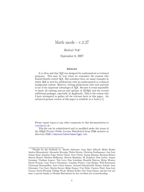 Standard Latex Math Mode Pdf Matrix Mathematics Notation