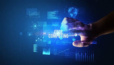 Hand Touching Digital Button Modern Technology Concept Stock Illustration Illustration Of