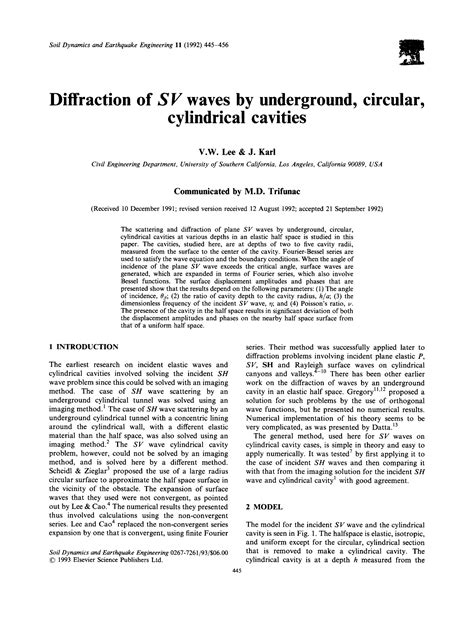 Diffraction Of Sv Waves By Underground Circular Cylindrical Cavities Word文档在线阅读与下载 无忧文档