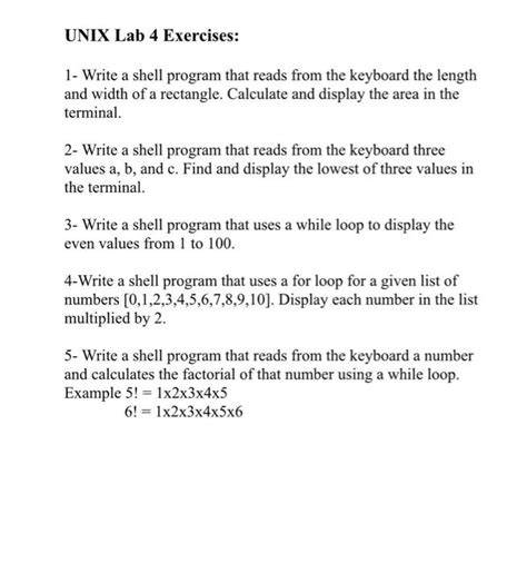 Solved UNIX Lab Exercises Write A Shell Program That Chegg