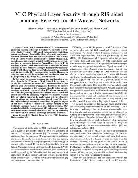 Pdf Vlc Physical Layer Security Through Ris Aided Jamming Receiver For 6g Wireless Networks