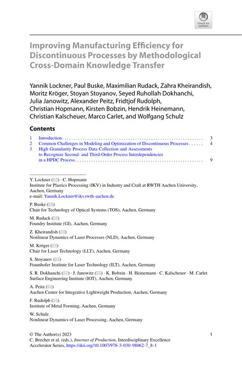 Pdf Improving Manufacturing Efficiency For Discontinuous Processes By Methodological Cross