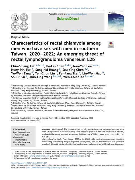 Pdf Characteristics Of Rectal Chlamydia Among Men Who Have Sex With Men In Southern Taiwan