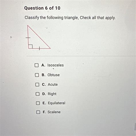 Classify The Following Triangle Check All That Apply A Isosceles B
