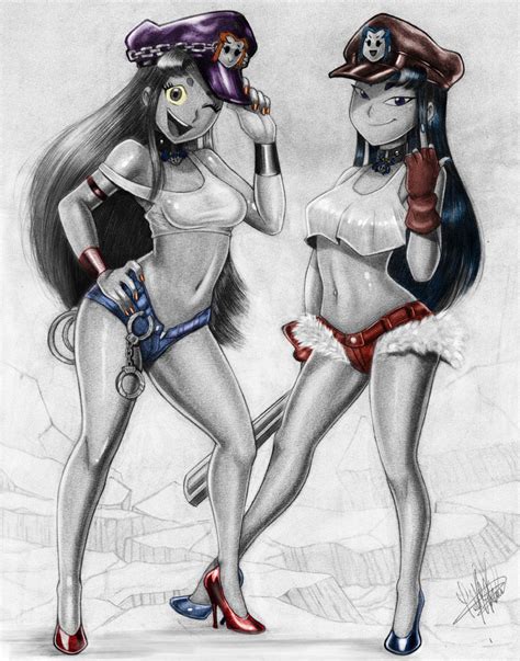 Rule 34 2girls Blackfire Collar Cosplay Dc Dc Comics Denim Denim