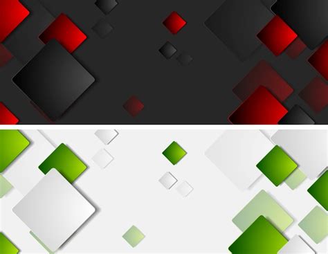 Premium Vector Tech Abstract Banners With Squares Geometric Vector Headers Design