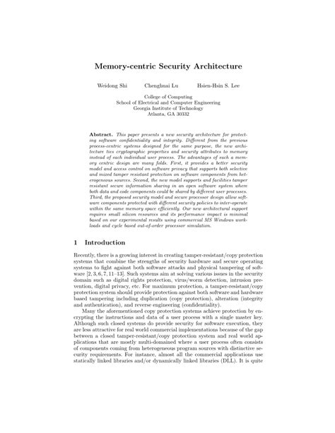 PDF Memory Centric Security Architecture