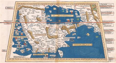 Incunable Map Of Arabia With Lapis Lazuli Blue For Sale At Pamono