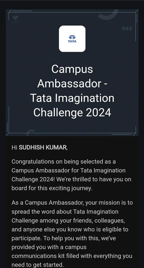 Sudhish Kumar On Linkedin Tataimaginationchallenge Campusambassador