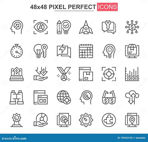 Startup Thin Line Icons Set Stock Vector Illustration Of Project Linear 199433192