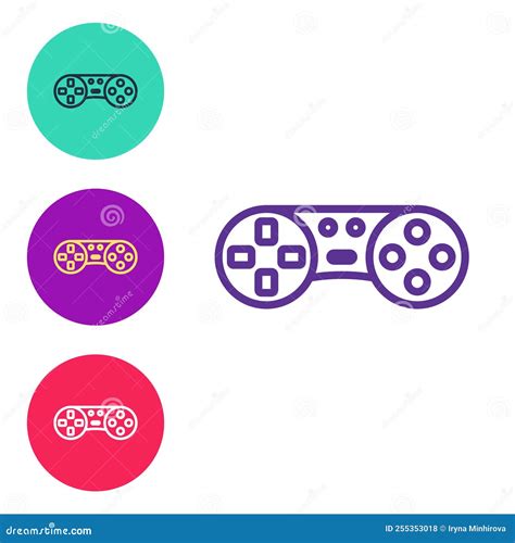 Set Line Game Controller Or Joystick For Game Console Icon Isolated On White Background Set