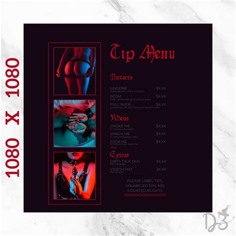 Onlyfans Tipping Menu Editable Template Gothic Onlyfans Menu Canva Template Adult Content