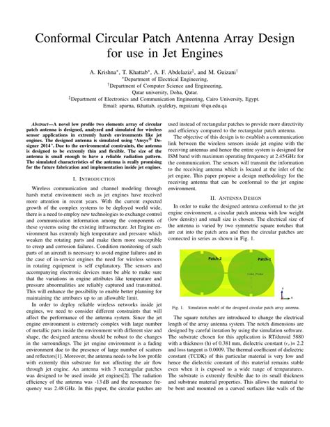 Pdf Conformal Circular Patch Antenna Array Design For Use In Jet Engines