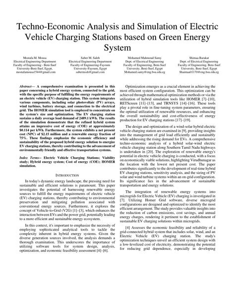 PDF Techno Economic Analysis And Simulation Of Electric Vehicle
