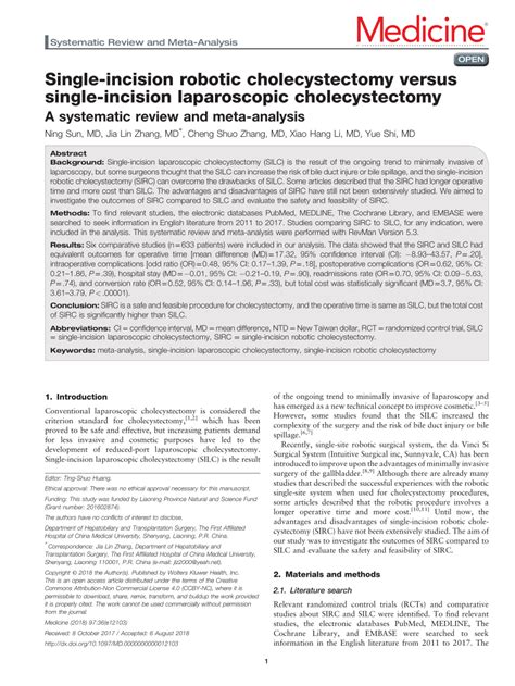 Pdf Single Incision Robotic Cholecystectomy Versus Single Incision