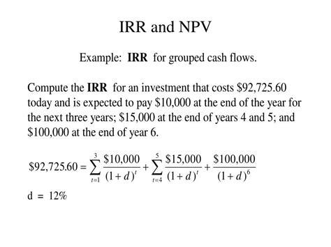 Ppt Internal Rate Of Return Irr And Net Present Value Npv
