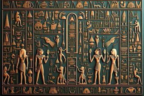 Ancient Egyptian Hieroglyphic Art Premium Ai Generated Image