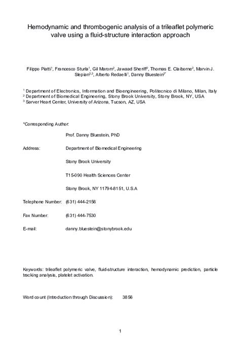 Pdf Hemodynamic And Thrombogenic Analysis Of A Trileaflet Polymeric