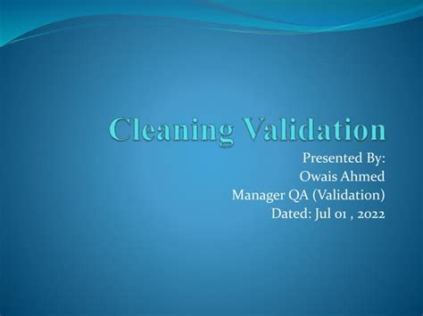 Cleaning Validation Pptx