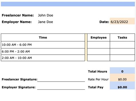 Excel 24 Hour Schedule Template