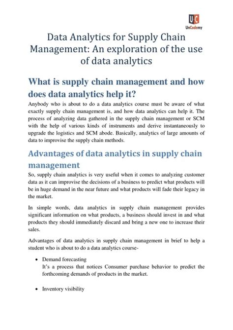 Ppt Data Analytics For Supply Chain Management Powerpoint