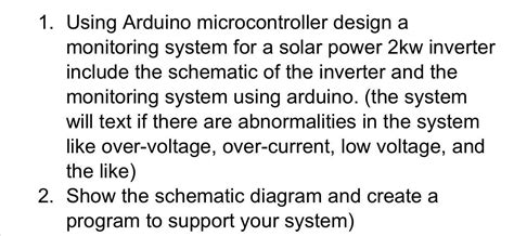 Solved Using Arduino Microcontroller Design A Monitoring Chegg