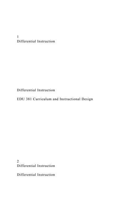 1 Differential Instruction Differentia Docx Special Education Education