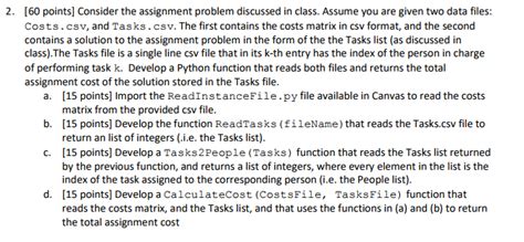 2 60 Points Consider The Assignment Problem