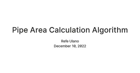 Pipe Area Calculation Algorithm — Teletype