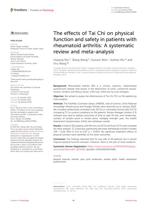 Pdf The Effects Of Tai Chi On Physical Function And Safety In