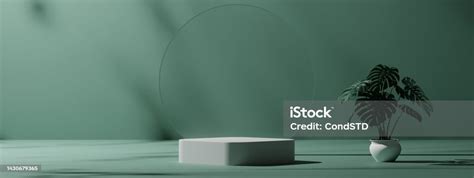흰색 연단 모형 또는 받침대가 있는 자연스러운 잎과 녹색 배경 제품 쇼케이스 및 프레젠테이션을 위한 빈 플랫폼 3d 렌더링 0명에 대한 스톡 사진 및 기타 이미지 Istock