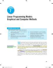 Chapter 7.pdf - CHAPTER 7 Linear Programming Models: Graphical and Computer Methods LEARNING ...