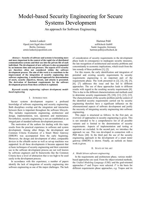Pdf Model Based Security Engineering For Secure Systems Development