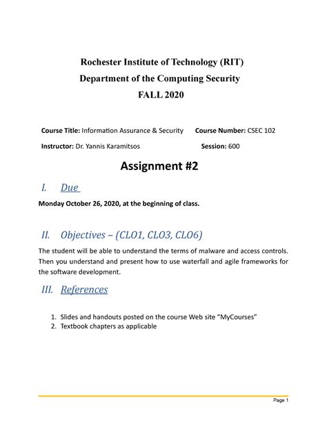 HW Assignment The Homework Assignemnt Of The Information Assurance And Security Course