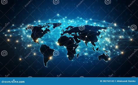 Global Network Connection Big Data Analytics And Business Concept World Map Point And Line
