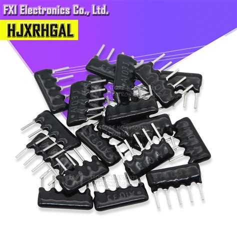 10pcs 5pin 9pin Exclusion Network Resistor Array Dip 100 220 330 470 510 680 1k 1 2k 1 5k 2k 2