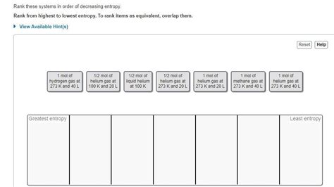 Solved Rank These Systems In Order Of Decreasing Entropy Ra